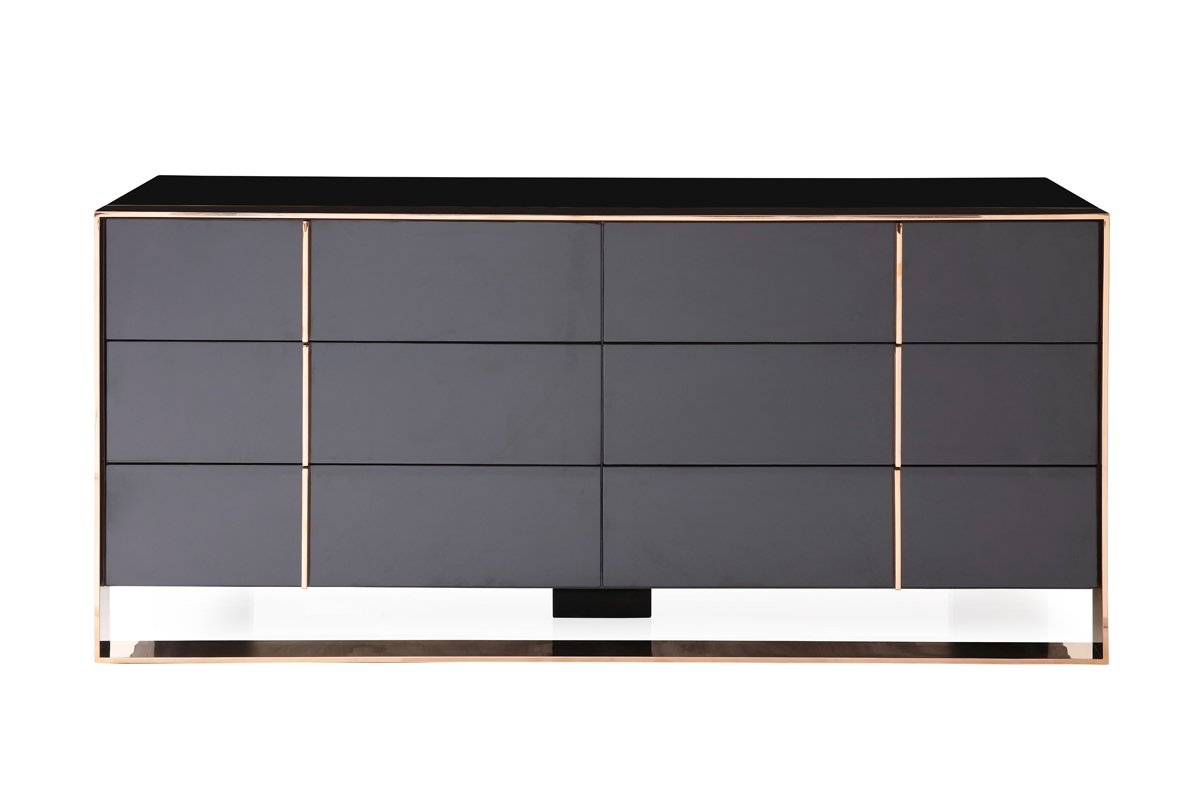 Nova Domus Cartier Modern Black & Rosegold Dining Table