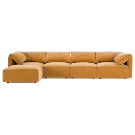 Divani Casa Gene - Modern Ochre Fabric 5-Piece Modular Sectional Sofa