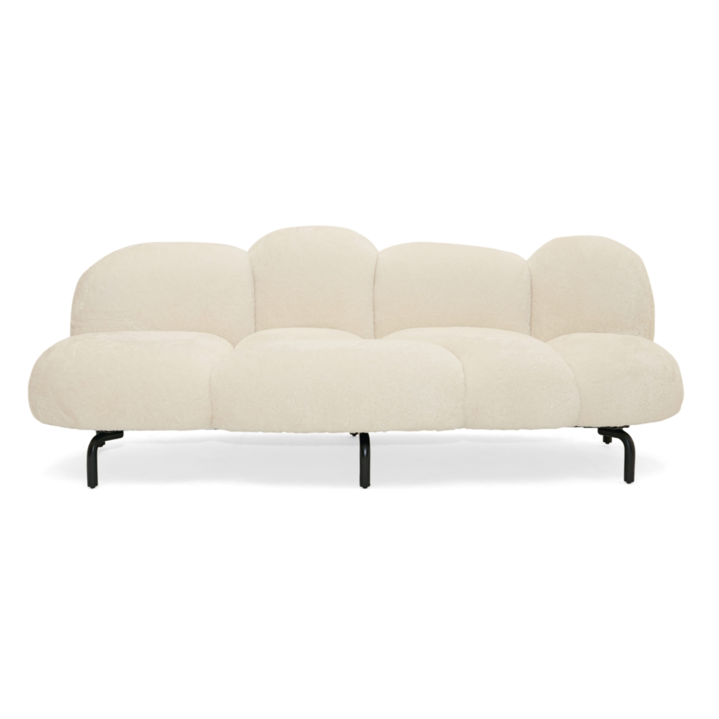 Glaster - Contemporary White Sherpa 88 Bubble Sofa