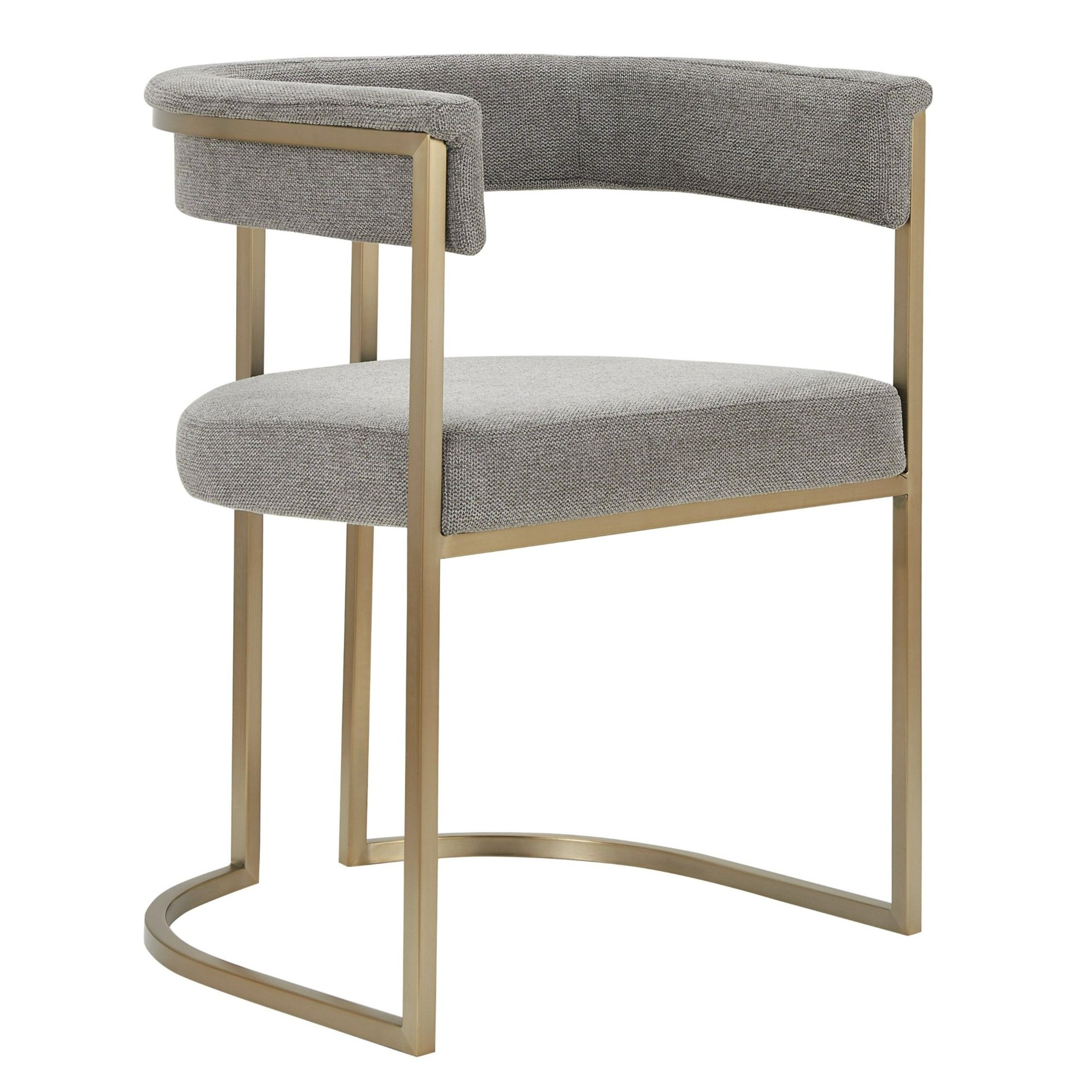 Modrest Byron - Modern Grey Fabric + Antique Brass Dining Chair