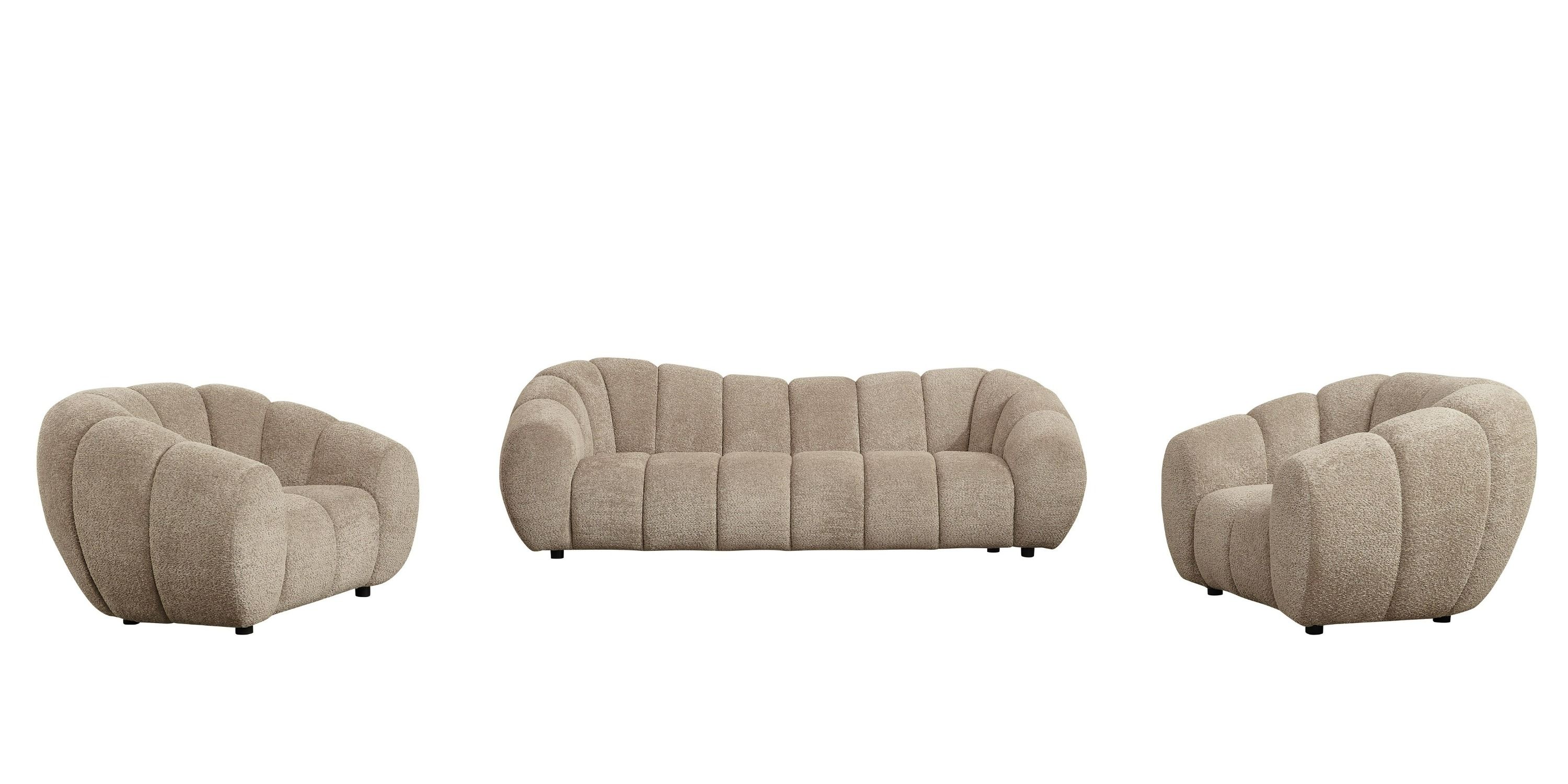 Divani Casa Suki - Modern Tan Fabric Sofa Set