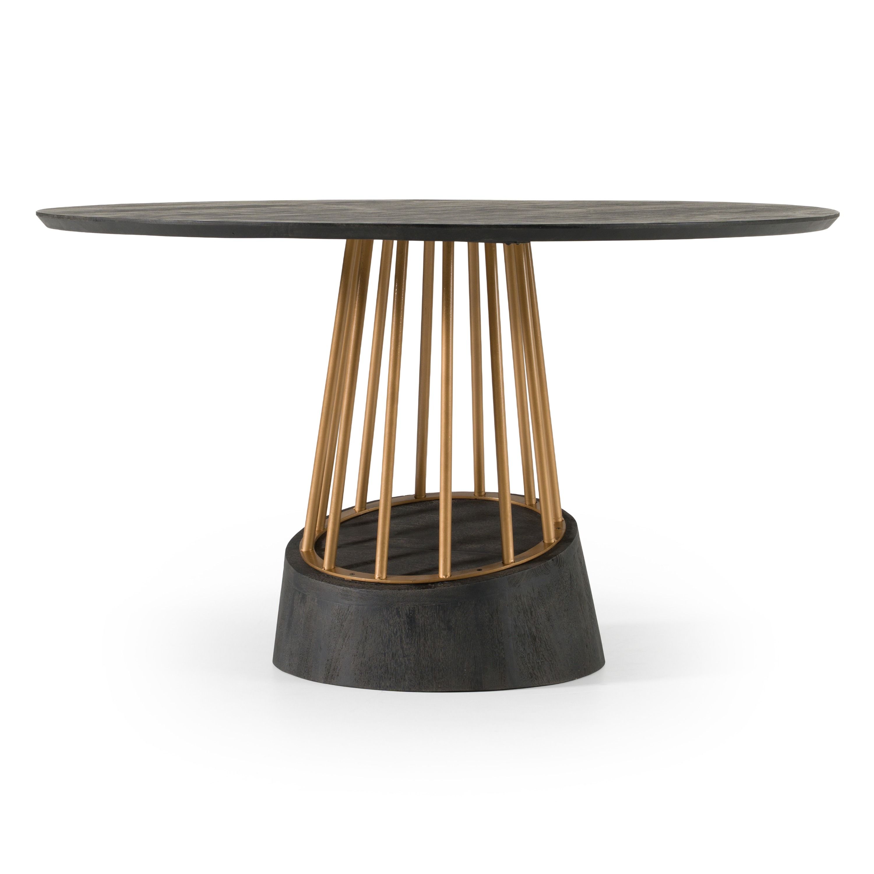 Modrest Cotopaxi - Modern Charcoal + Brass Round Dining Table