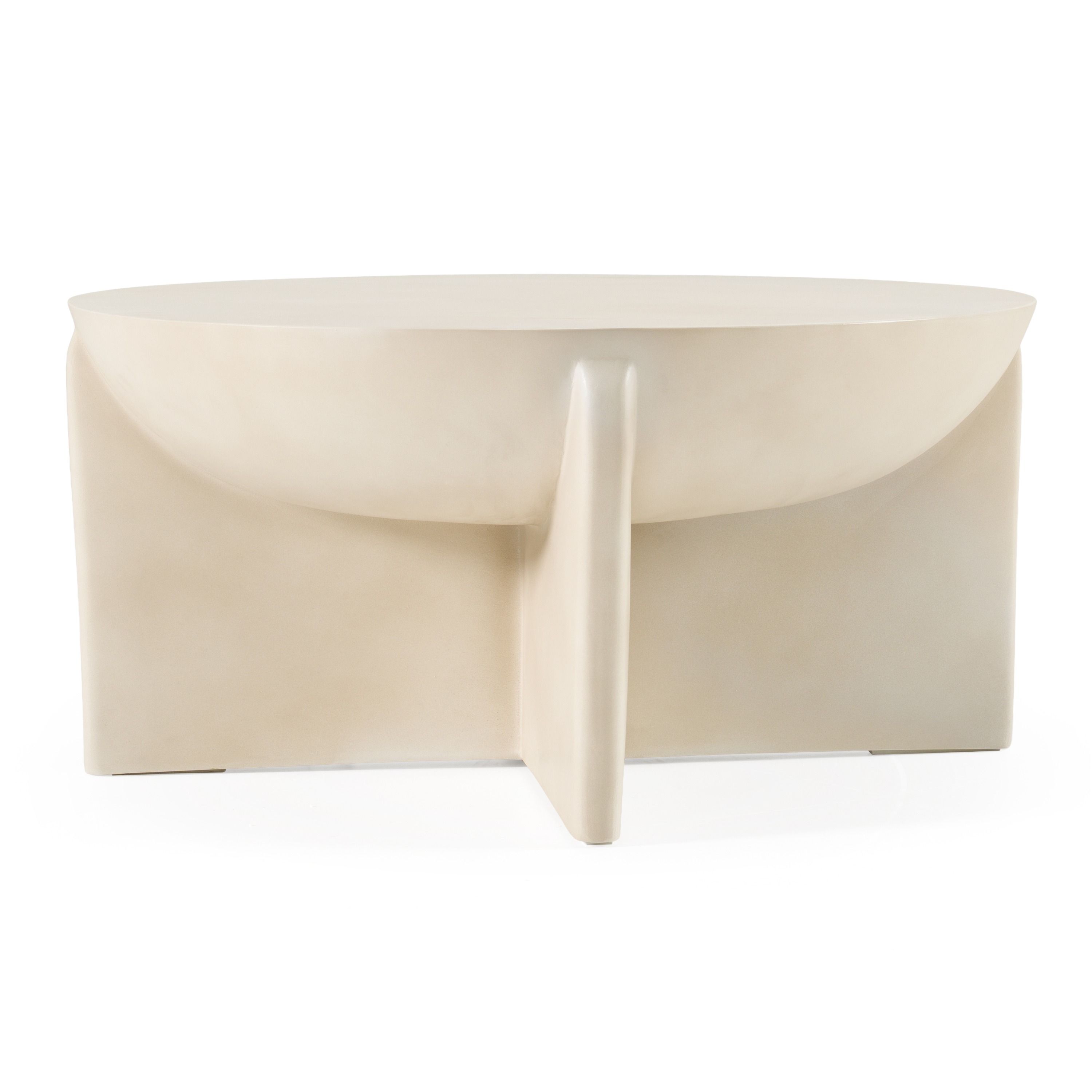 Modrest Elsa - Modern Oyster Concrete Round Coffee Table