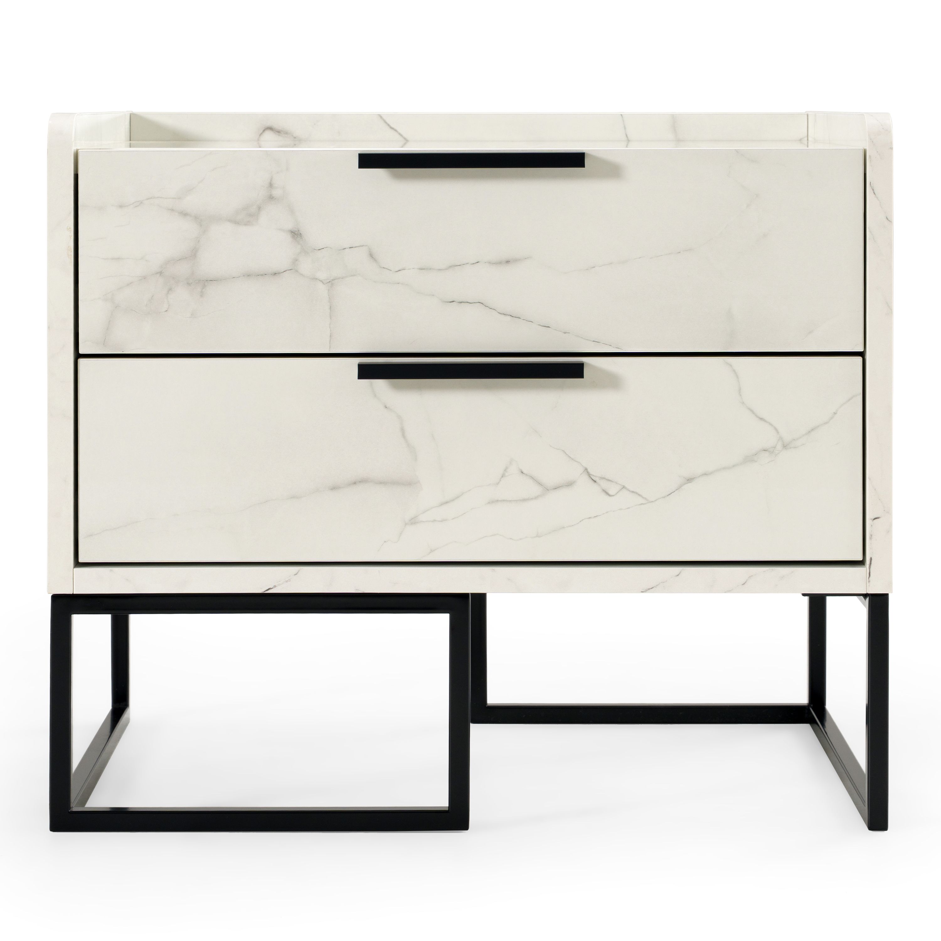 white marble top bedside table