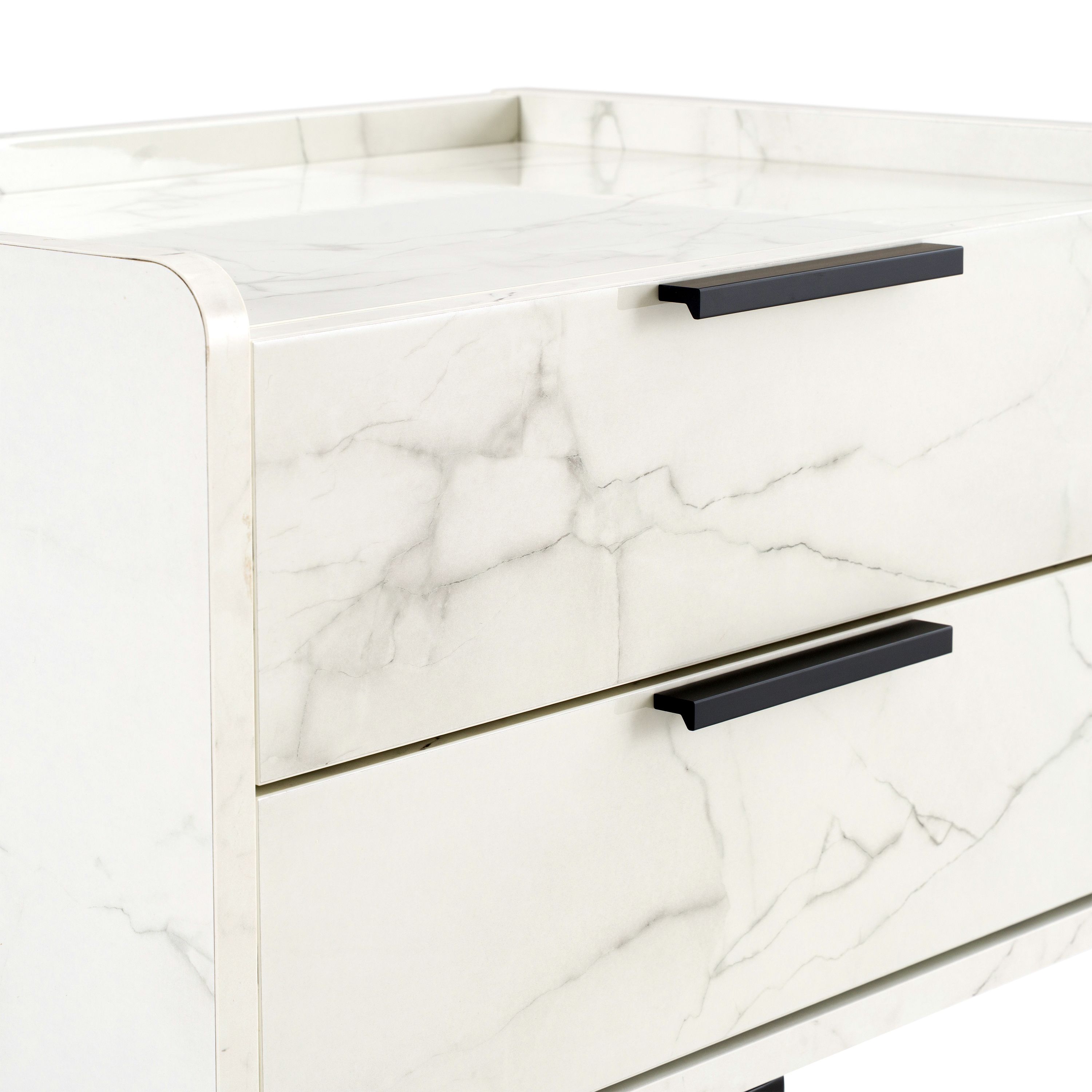 white marble top bedside table