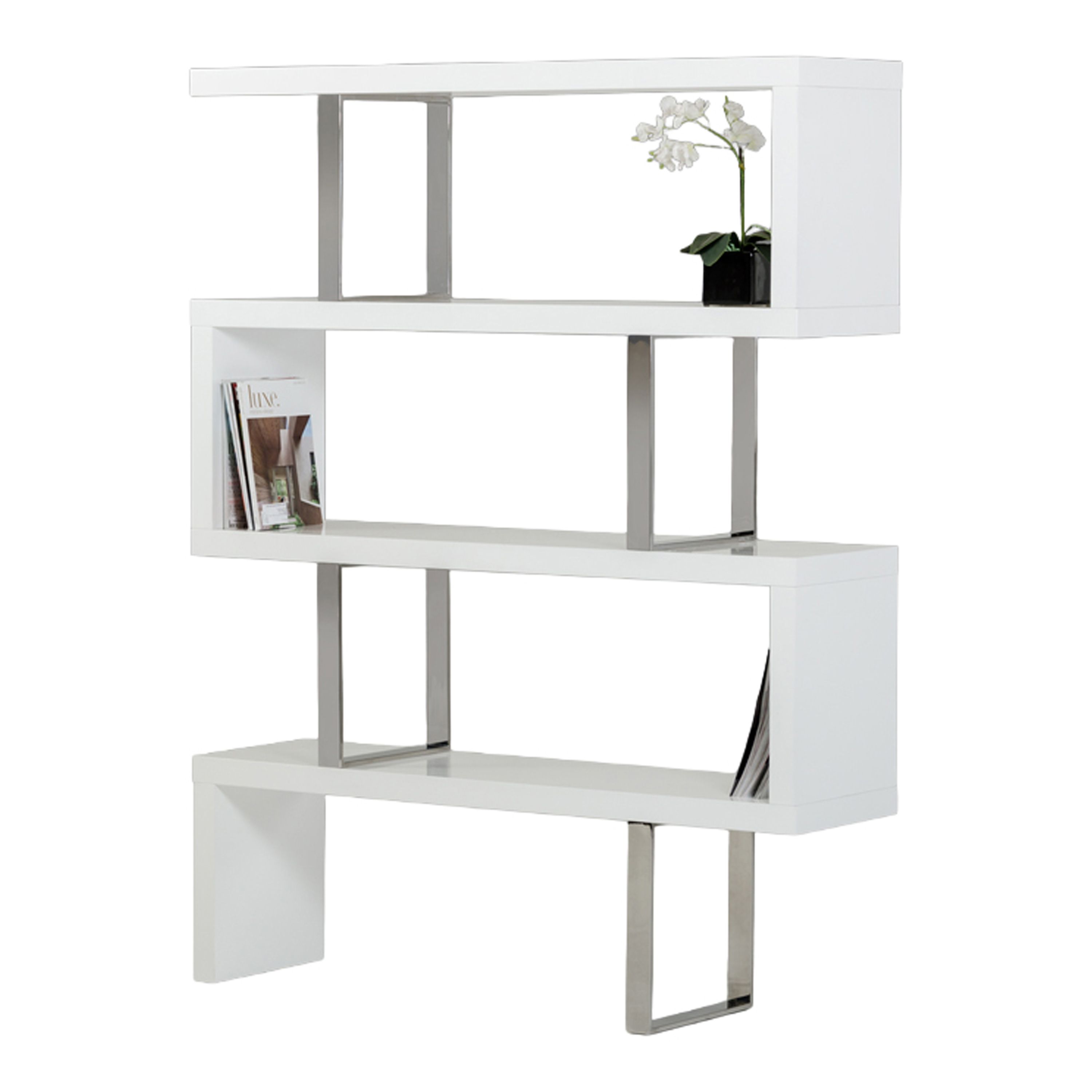Maze Modern White High Gloss Bookcase