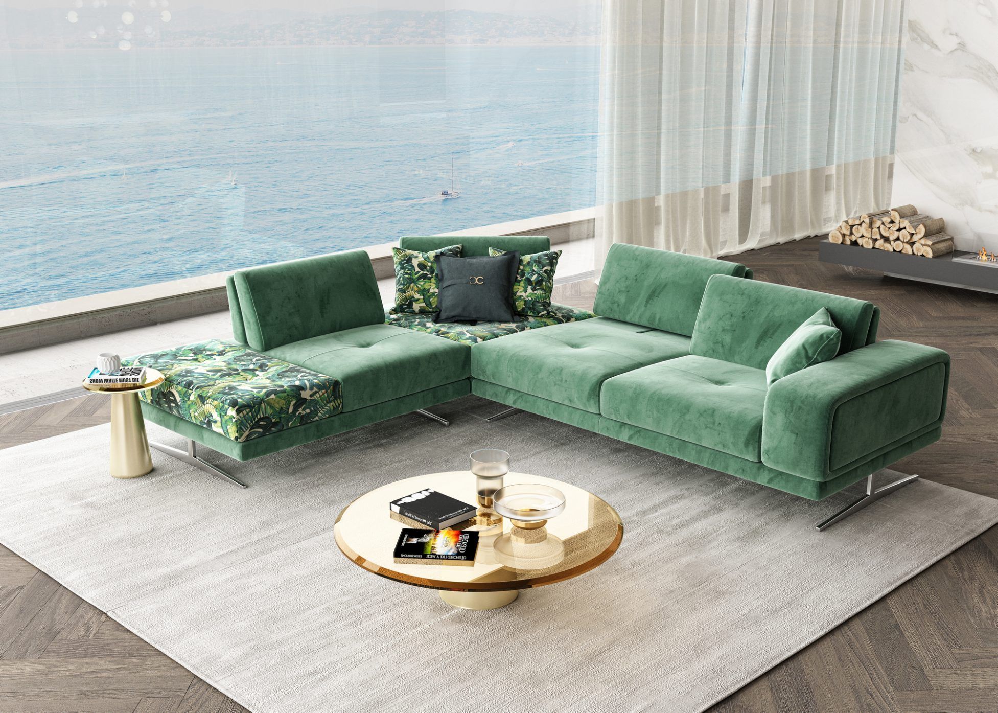 light green sofas