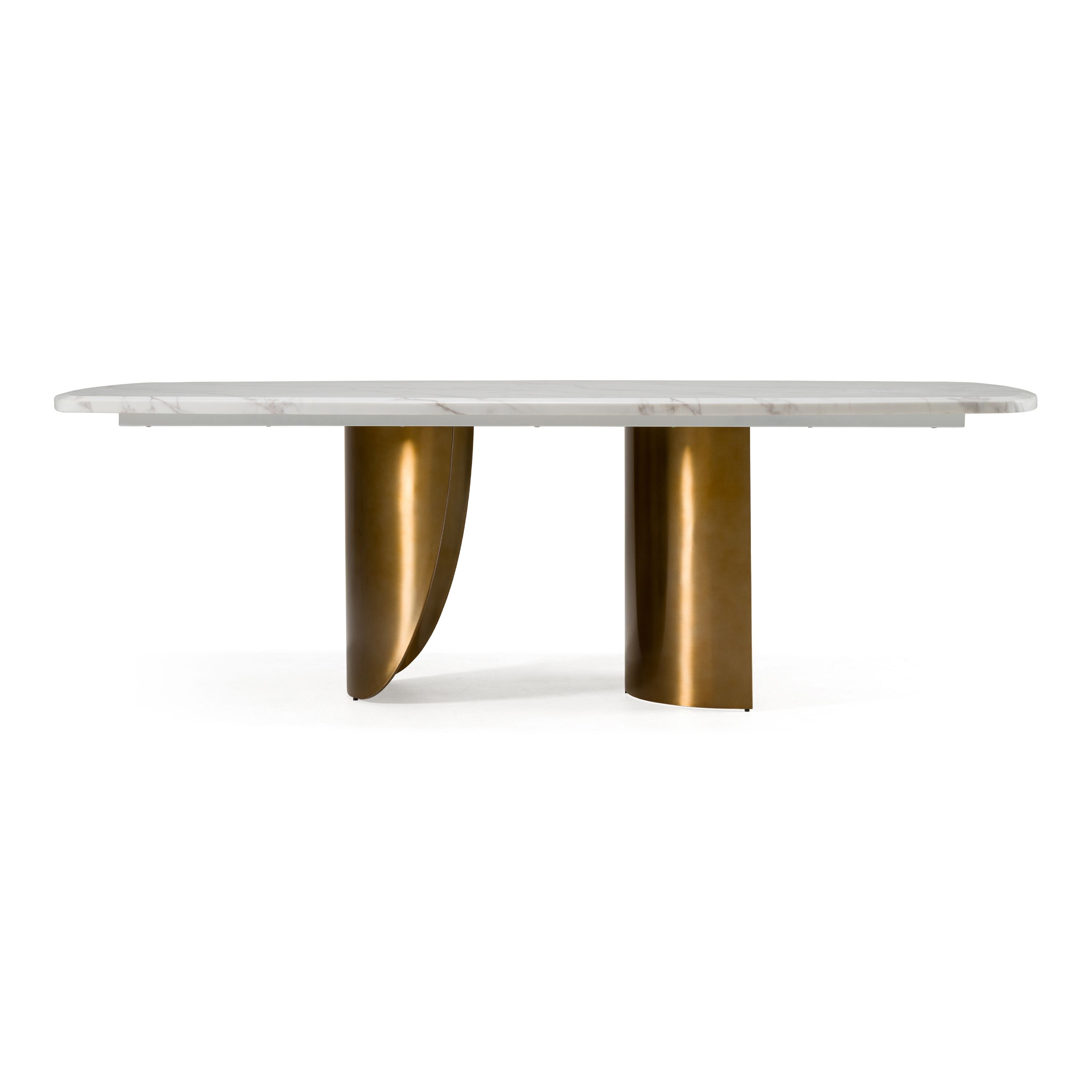 Reynold - Glam Faux Marble + Gold Stainless Steel 94-Inch Dining Table ...