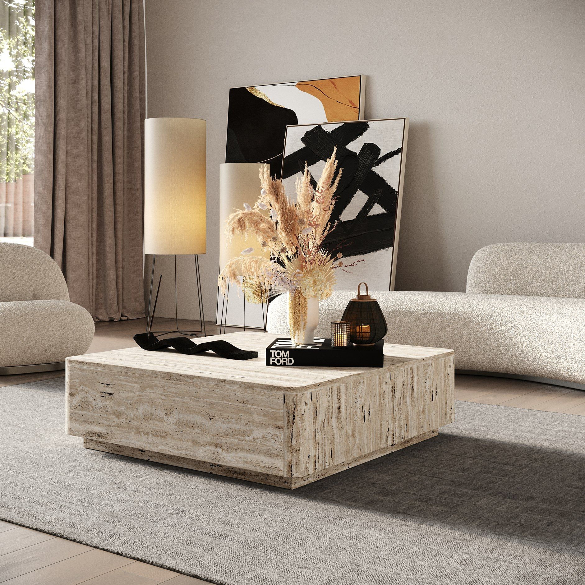 travertine coffee table