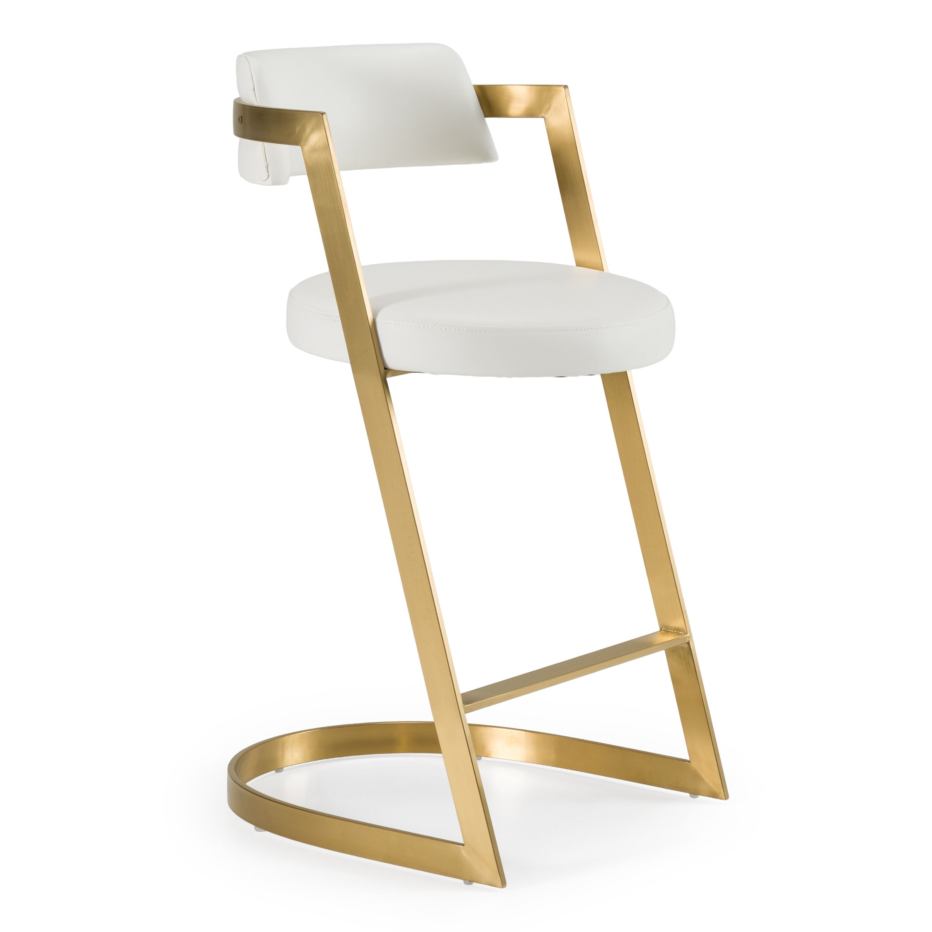 Modrest Shandra - White PU & Gold Counter Stool