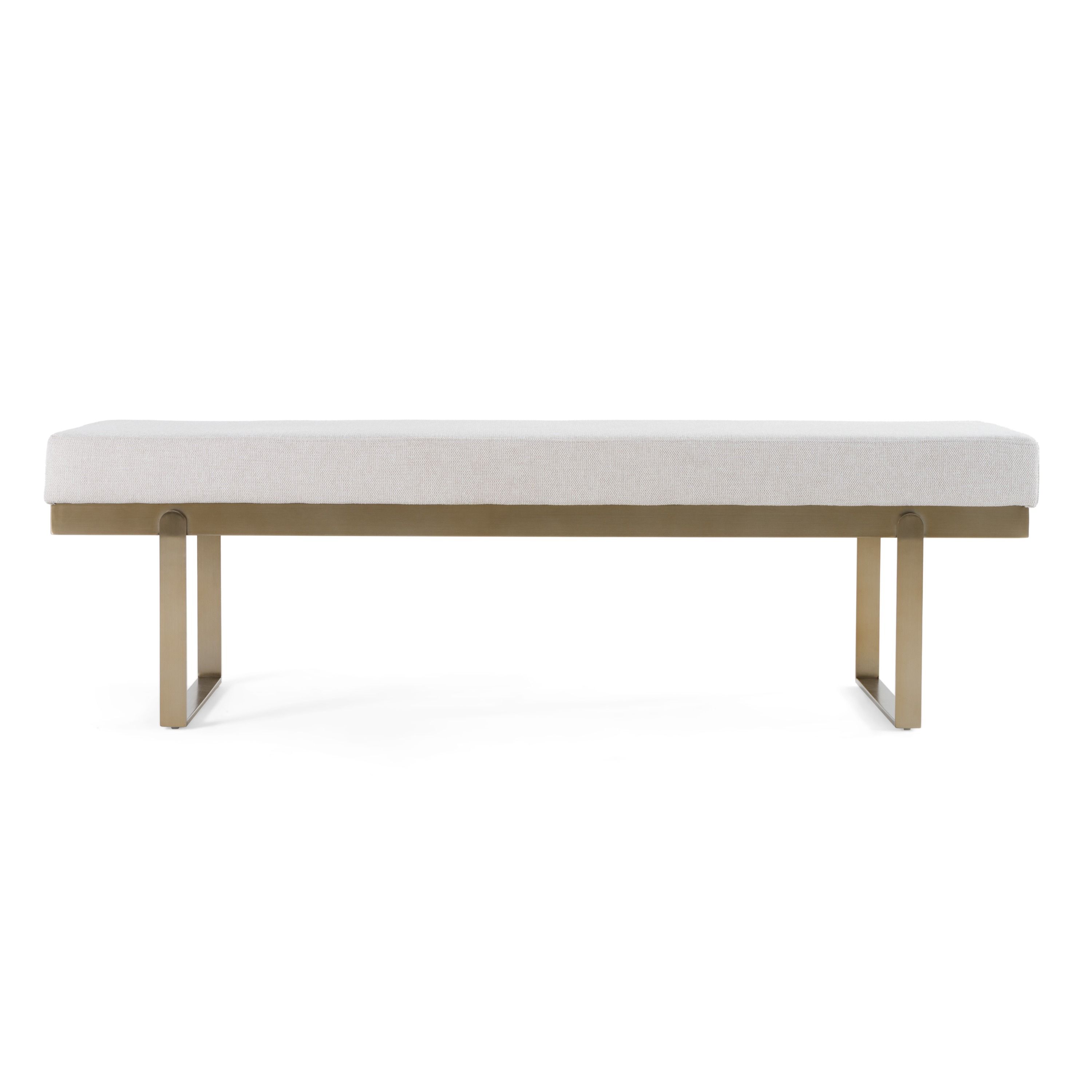Modrest Tatum - Modern Off-White Fabric + Brass Dining Bench