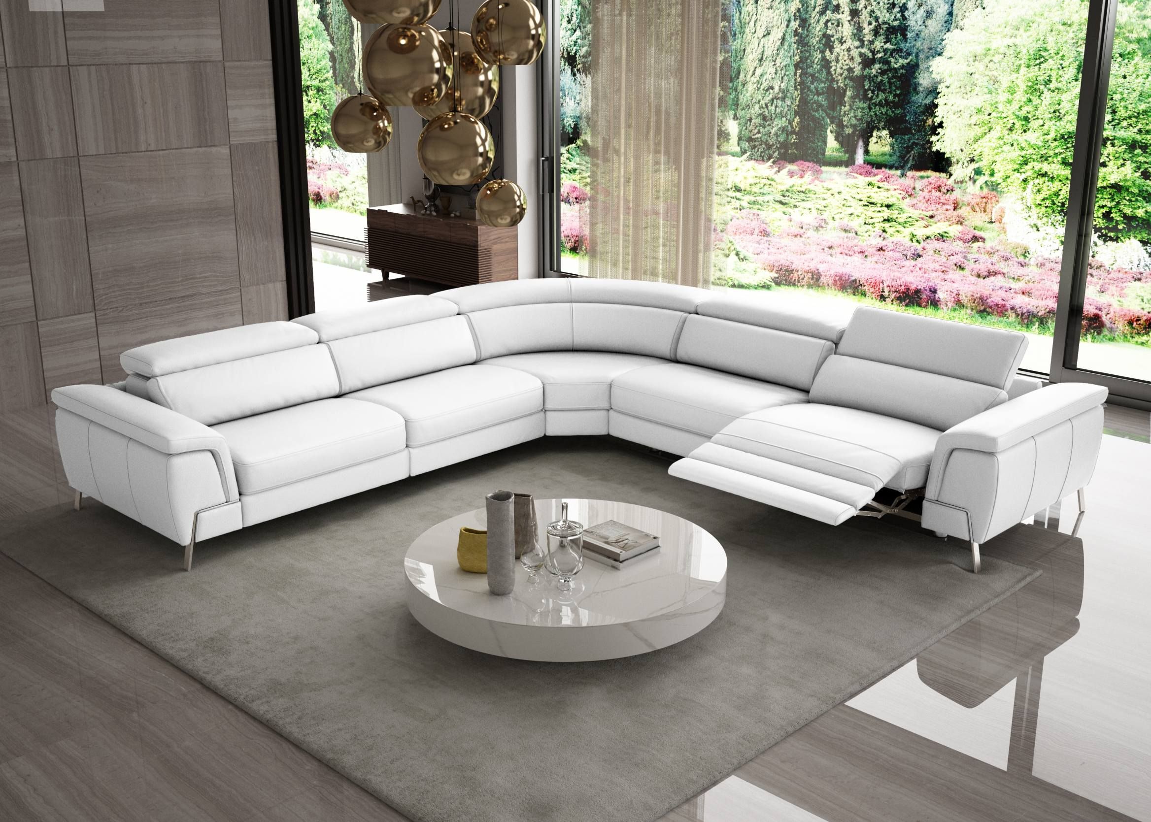 white leather settee