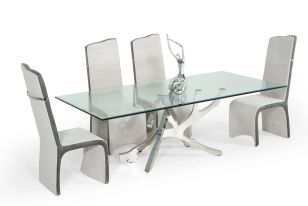 Modrest Dallas - Modern Brushed Stainless Steel Dining Table