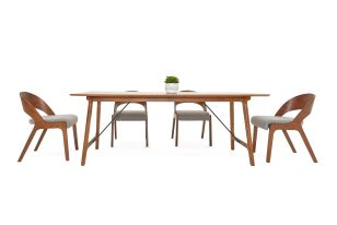 Modrest Corbin Mid-Century Walnut & Glass Dining Table