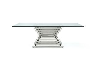 Modrest Dallas - Modern Brushed Stainless Steel Dining Table