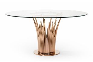 Modrest Paxton - Modern Round Glass & Stainless Steel Dining Table