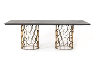 Modrest Dandy - Modern Golden & Glass Dining Table
