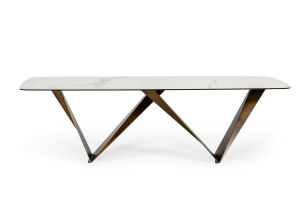 Modrest Dallas - Modern Brushed Stainless Steel Dining Table