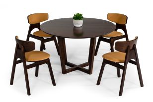 Modrest Prospect - Modern 47 Round Walnut Dining Table