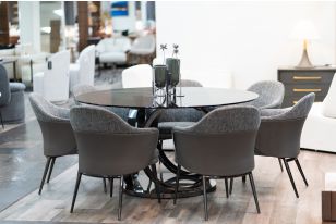 Modrest Paxton - Modern Round Glass & Stainless Steel Dining Table