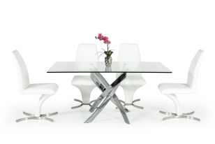 Modrest Dallas - Modern Brushed Stainless Steel Dining Table