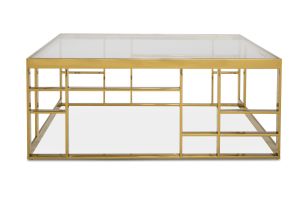 Modrest Dorian Modern Black Marble & Ebony Square Coffee Table