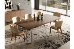 Modrest Heloise - Contemporary Walnut & Stainless Steel Nightstand