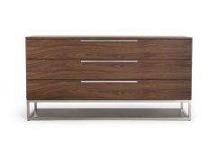 Modrest Heloise - Contemporary Walnut & Stainless Steel Nightstand