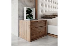 Modrest Amberlie - White Vegan Leather & Walnut Bed