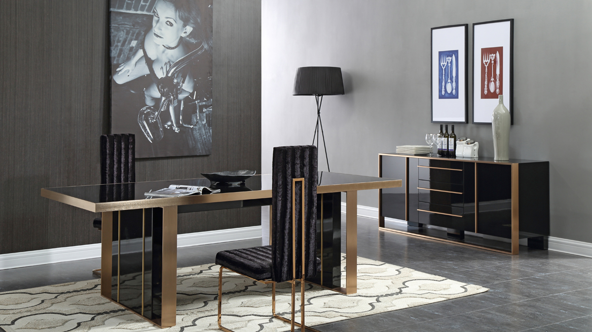 Nova Domus Cartier Modern Black & Rosegold Dining Table