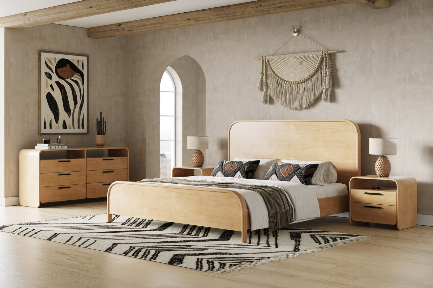 Modrest Dresden - Modern Natural Acacia Bed