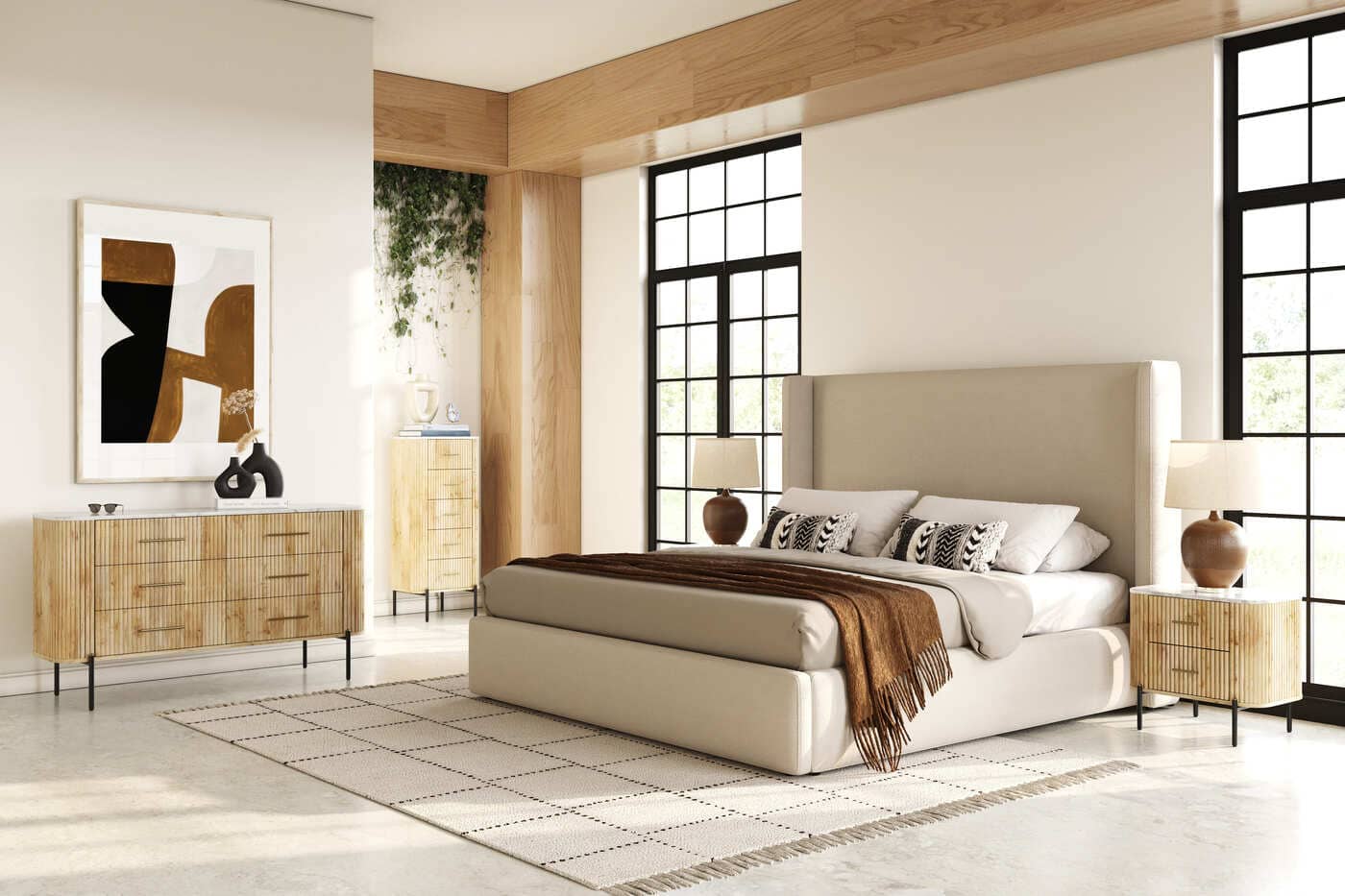 Modrest Byrne - Modern Beige Fabric Bed