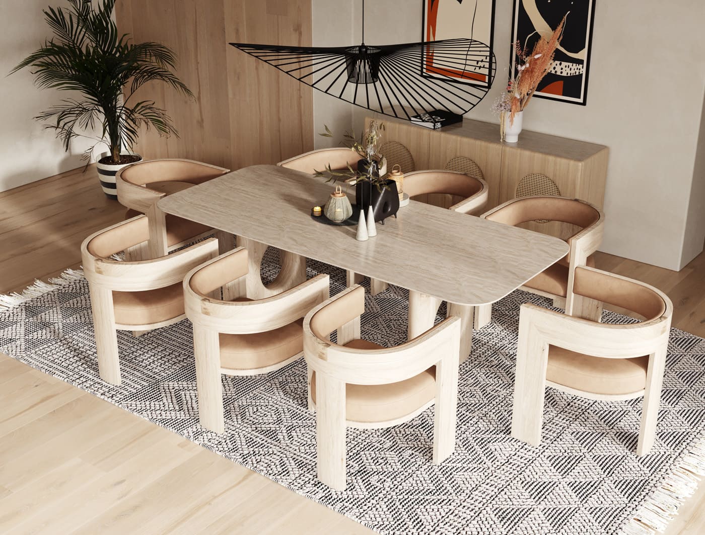 Nova Domus Osaka - Modern Natural Ash + Rust Fabric Dining Chair