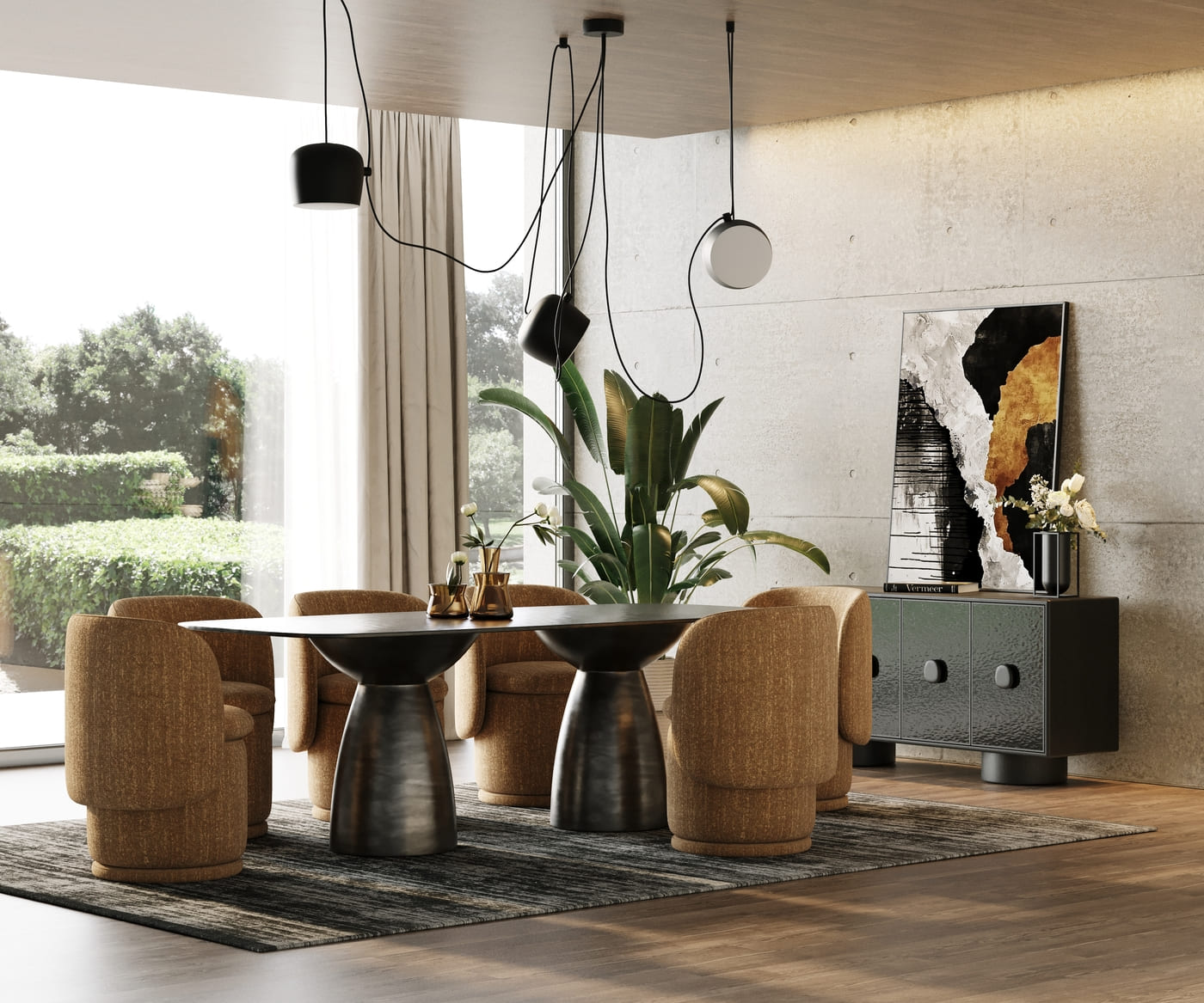 Divani Casa Norris - Modern Ivory Fabric Swivel Dining Chair